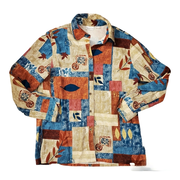 Koret | Tops | Vintage Koret Shirt Ladies Patchwork Color Block Button ...